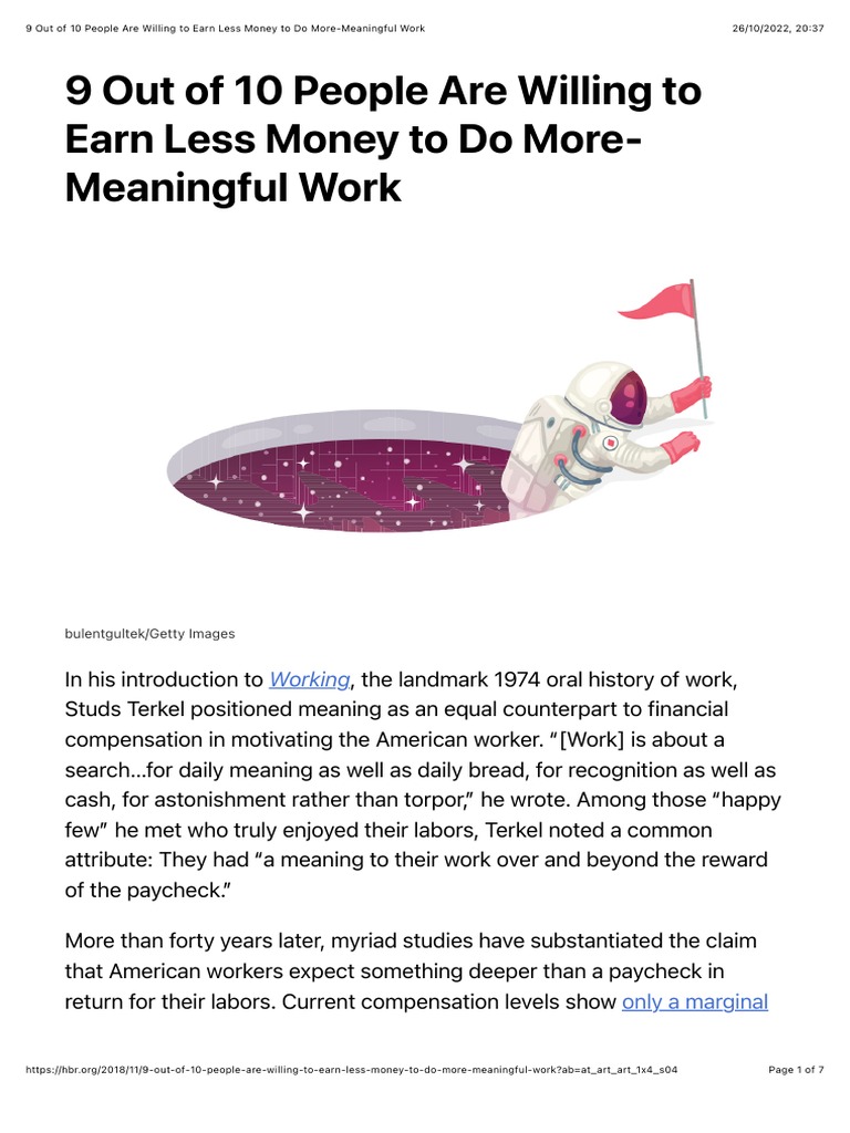 9 Out of 10 People Are Willing To Earn Less Money To Do More-Meaningful ...