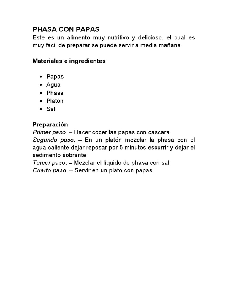 Phasa Con Papas | PDF