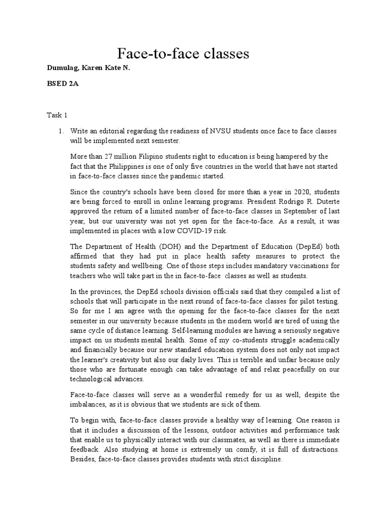 NVSU students ready for face-to-face | PDF | Learning | Behavior Modification