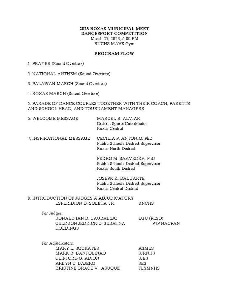 Dancesport Program Flow | PDF | Social Dance | Competitive Dance