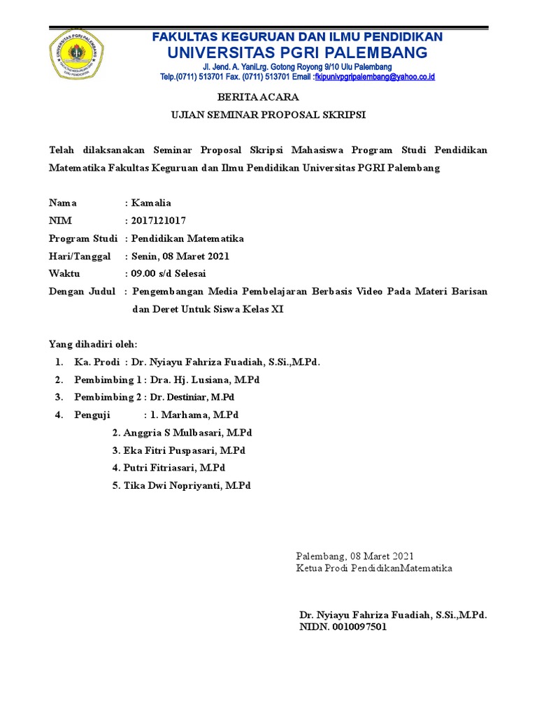 Berita Acara Sempro | PDF