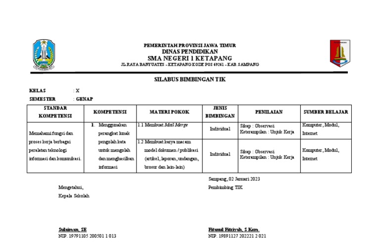 Silabus TIK Kelas X Semester Genap | PDF