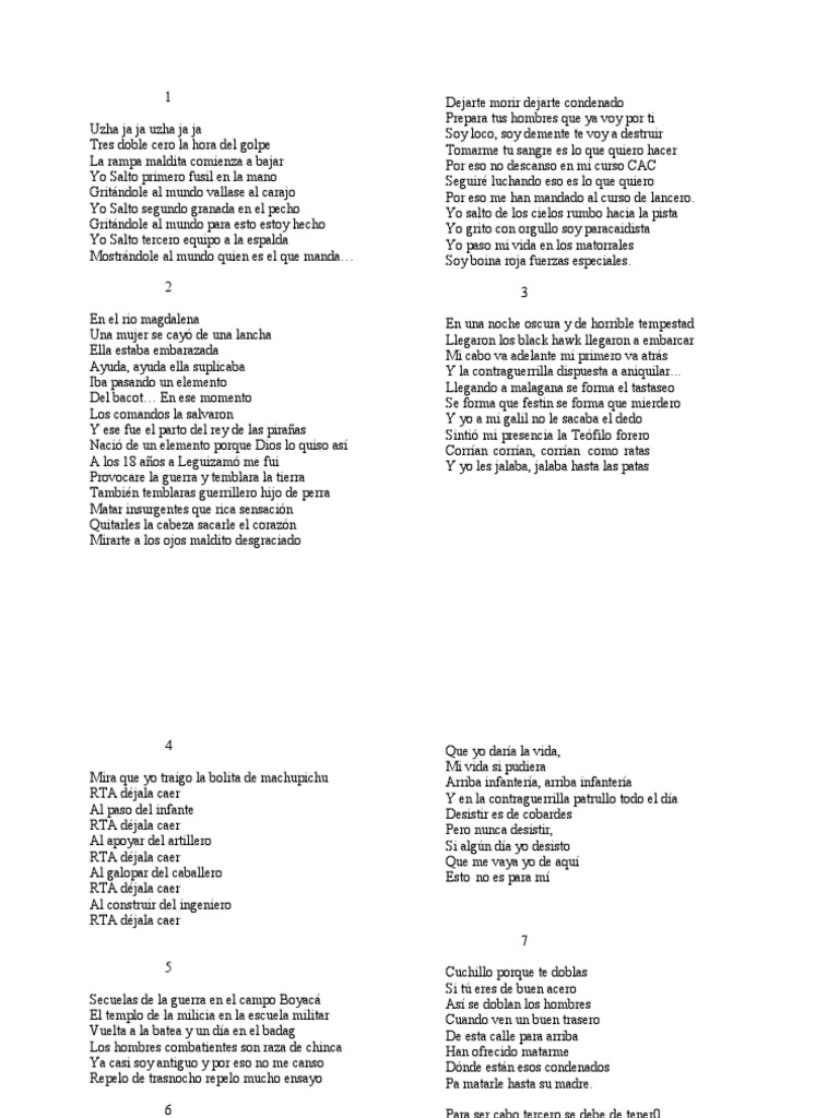 Títulos representativos de canciones militares | PDF | Militar | Guerra