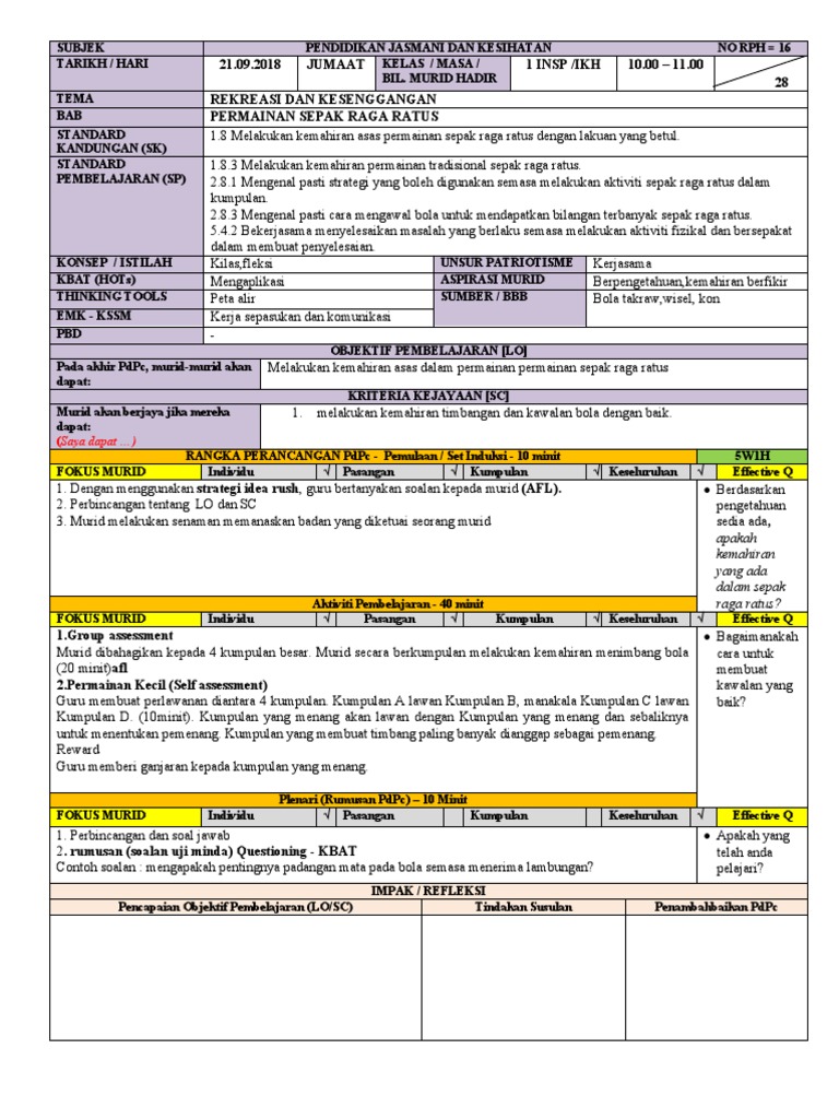 PJ - Unit 6 - Rekreasi Sepak Raga Ratus | PDF