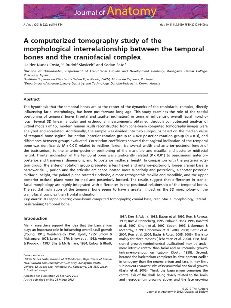 The Temporal Bones and The Craniofacial Complex DOI 10.1111 - j.1469 ...