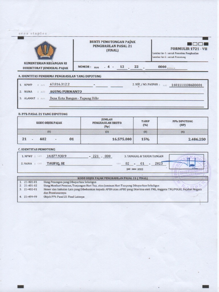 Bukti Setoran Pajak | PDF