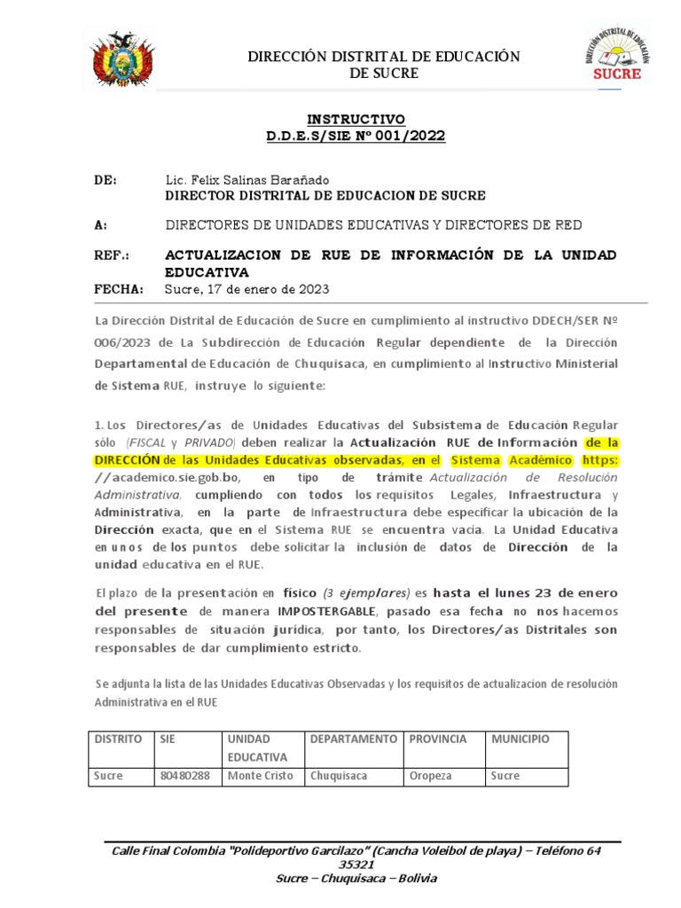 INSTRUCTIVO 01 Sie 2023doc | PDF | Justicia | Crimen y violencia