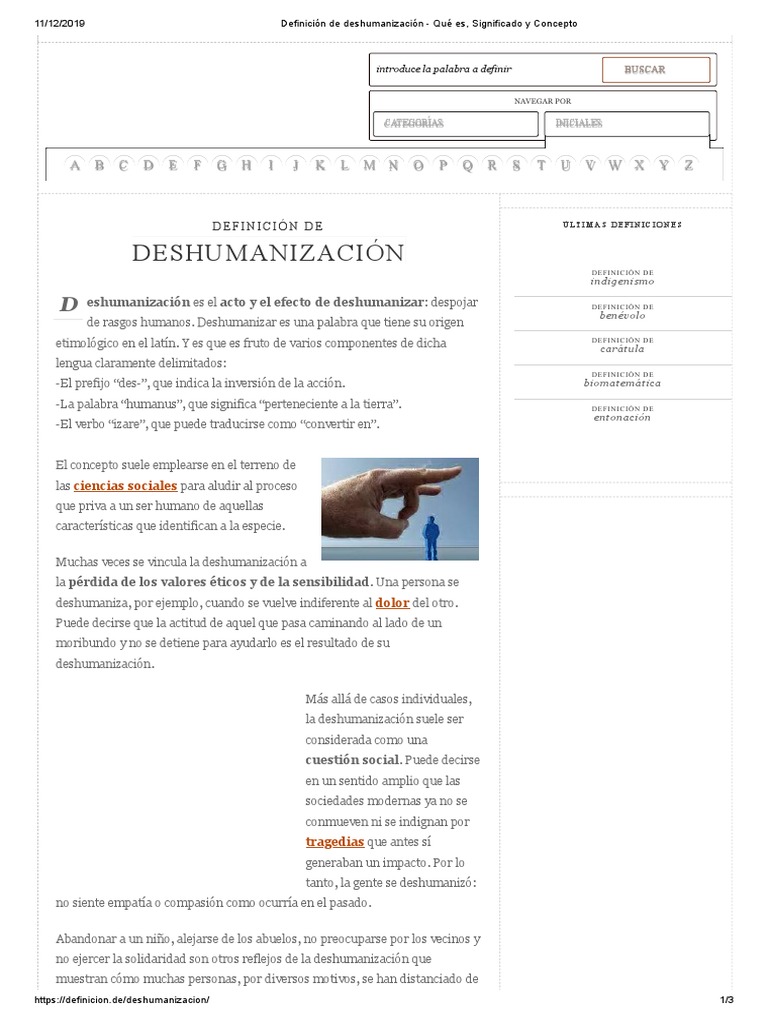 Definición de Deshumanización - Qué Es, Significado y Concepto | PDF ...
