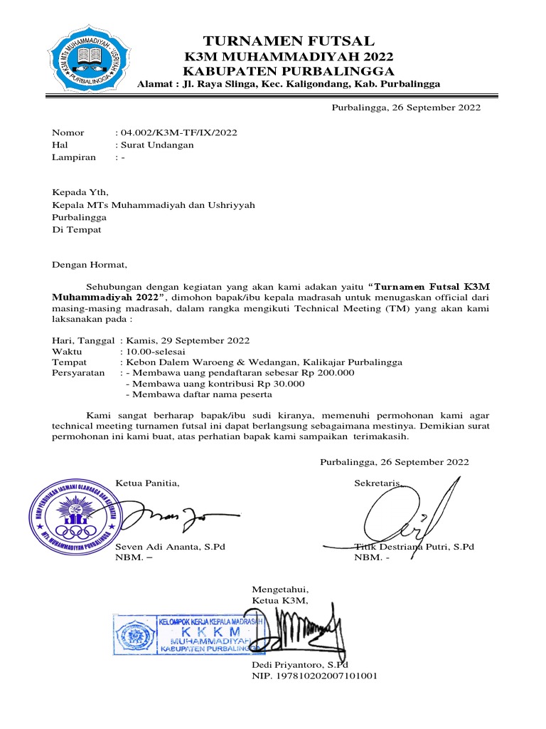 Surat Undangan TM Peserta | PDF