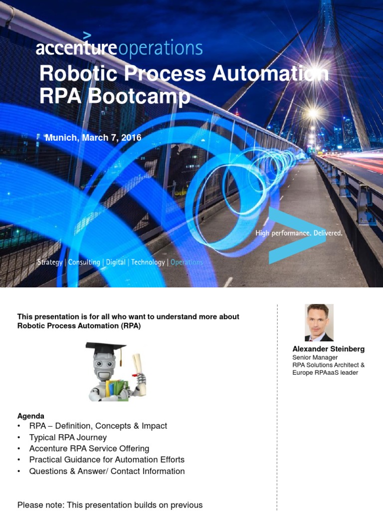 Robotic Process Automation RPA Bootcamp: Munich, March 7, 2016 | PDF | Automation | Databases