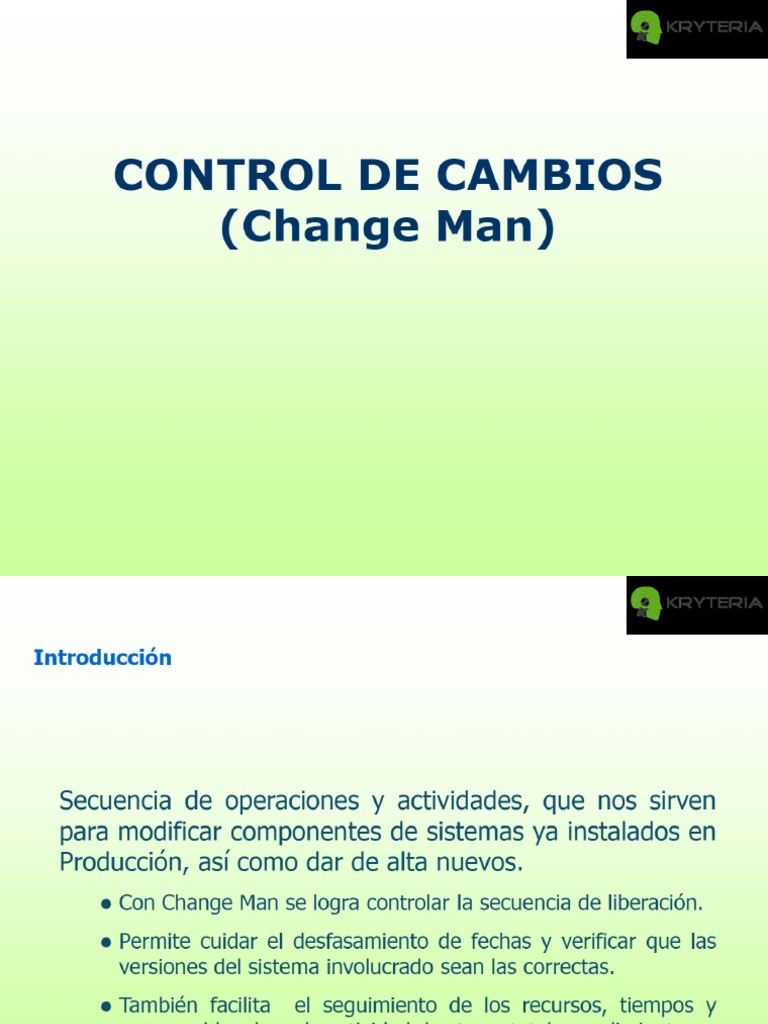 CONTROL DE CAMBIOS (Change Man) | PDF