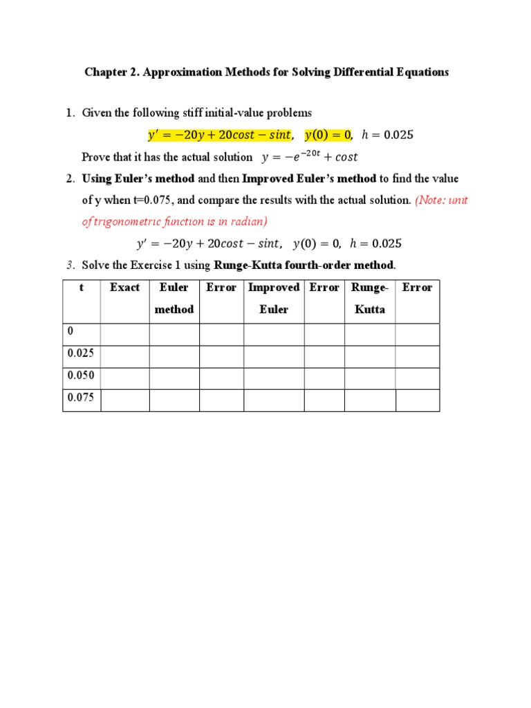 Differential Equation Approximation Methods | PDF