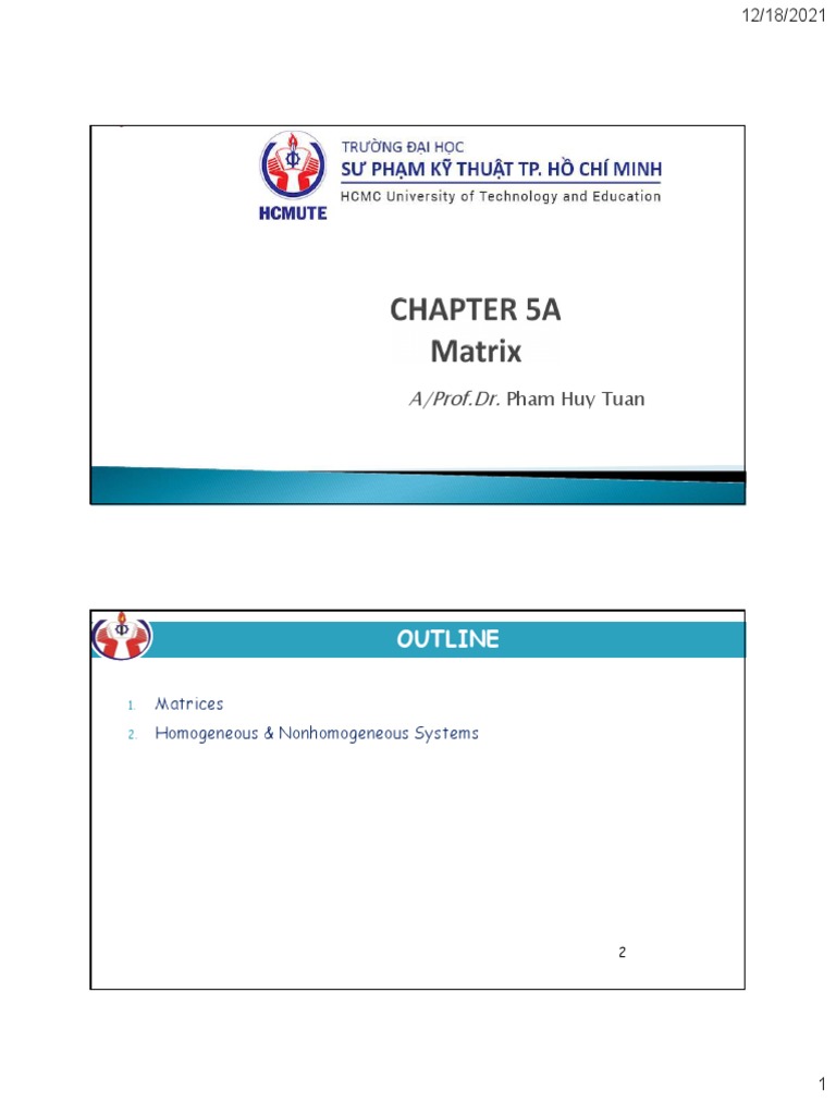 Chapter 5A-Matrices (2021.11) - Clip 1 | PDF | Matrix (Mathematics) | Equations