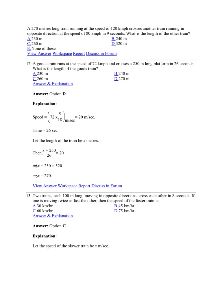 A 270 Metres Long Train Running at The Speed of 120 KMPH Crosses ...