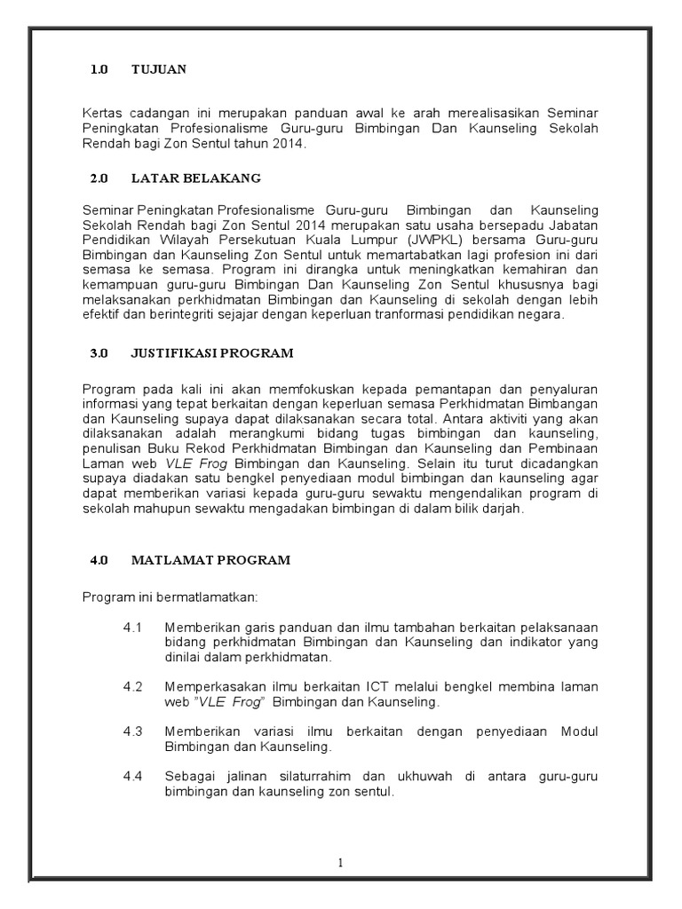 Kertas Kerja Seminar Profesionalisme Zon Sentul | PDF