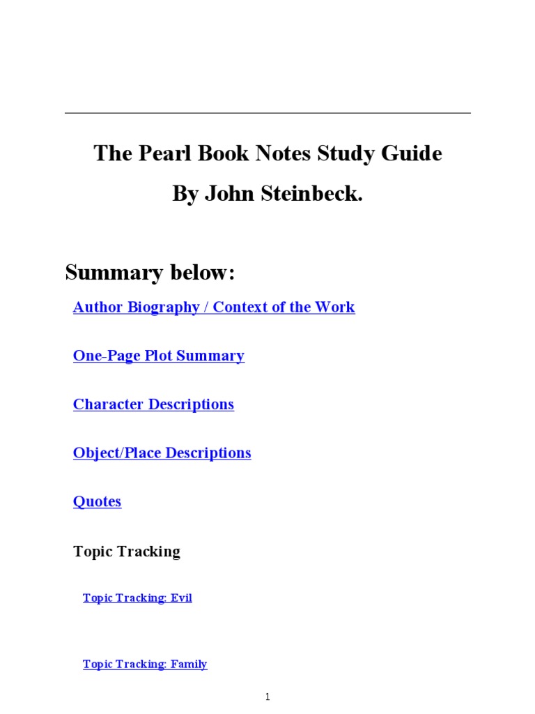 The Pearl Book Notes Study Guide | PDF