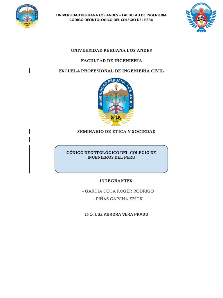 Código Deontológico Del Colegio de Ingenieros Del Peru | PDF | Perú ...