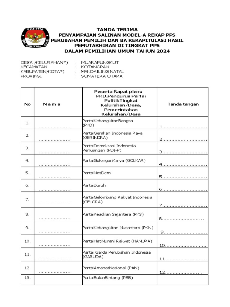 Tanda Terima Penyampaian Salinan PPS | PDF