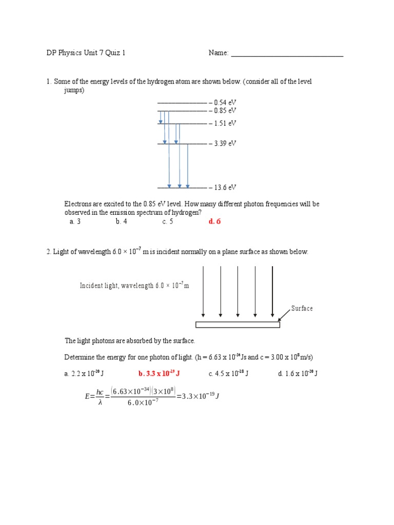 DP Physics Unit 7 Quiz 1 Answers | PDF | Radioactive Decay | Neutrino