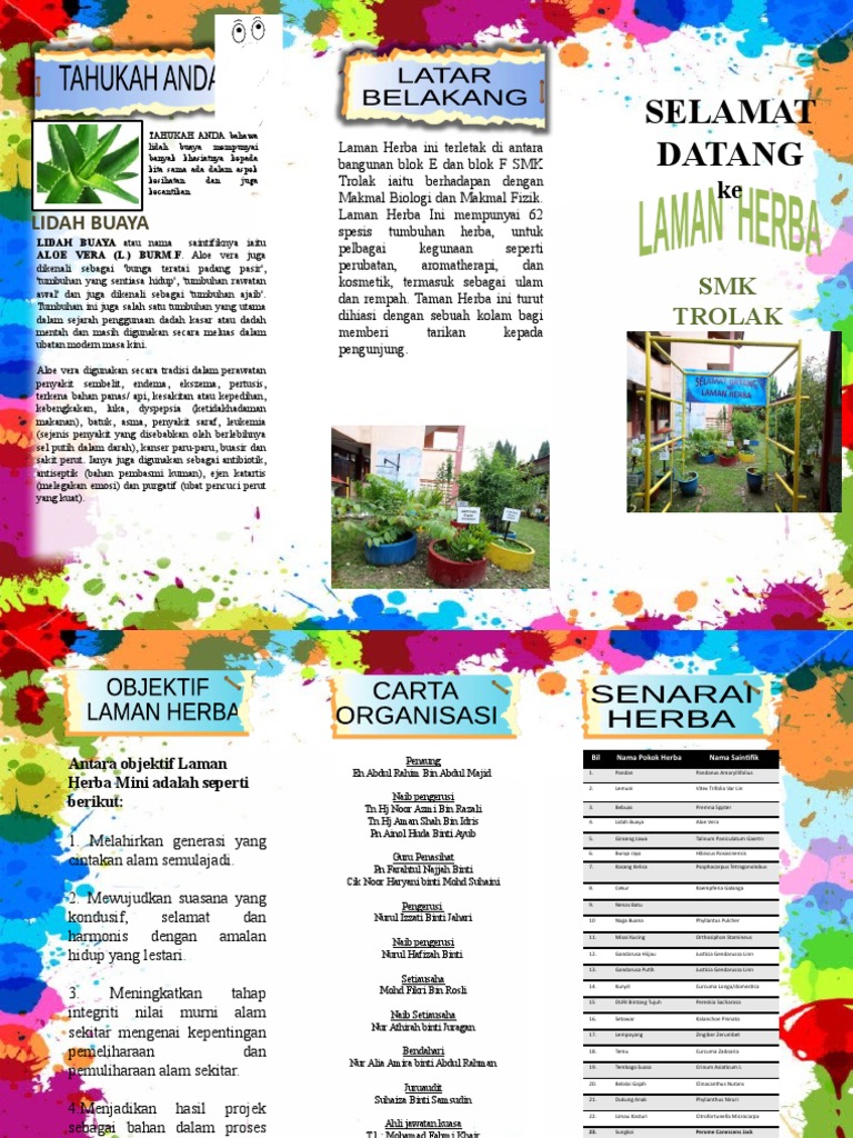 Pamphlet Taman Herba SMK Trolak | PDF