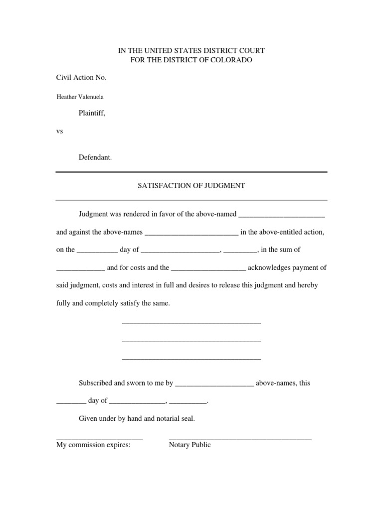 Satisfaction of Judgment | PDF