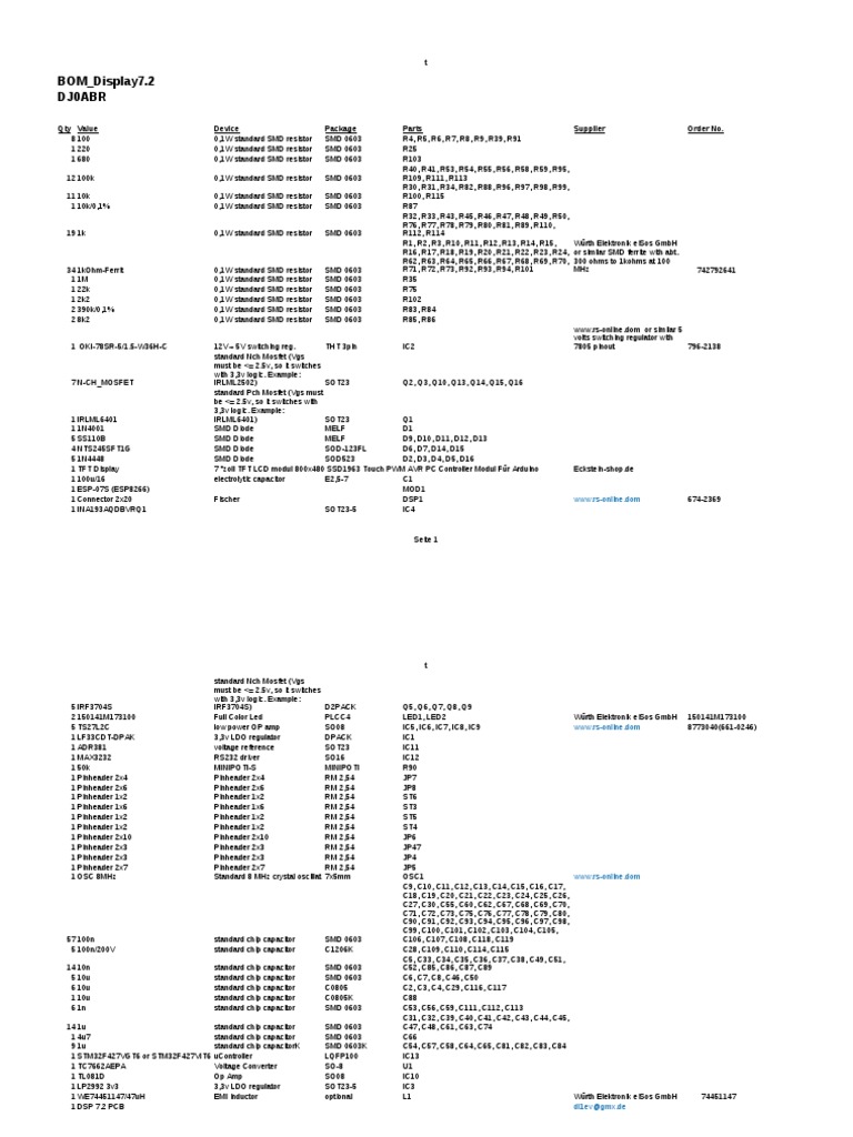 Bom Display72 | Download Free PDF | Electrical Engineering | Electricity
