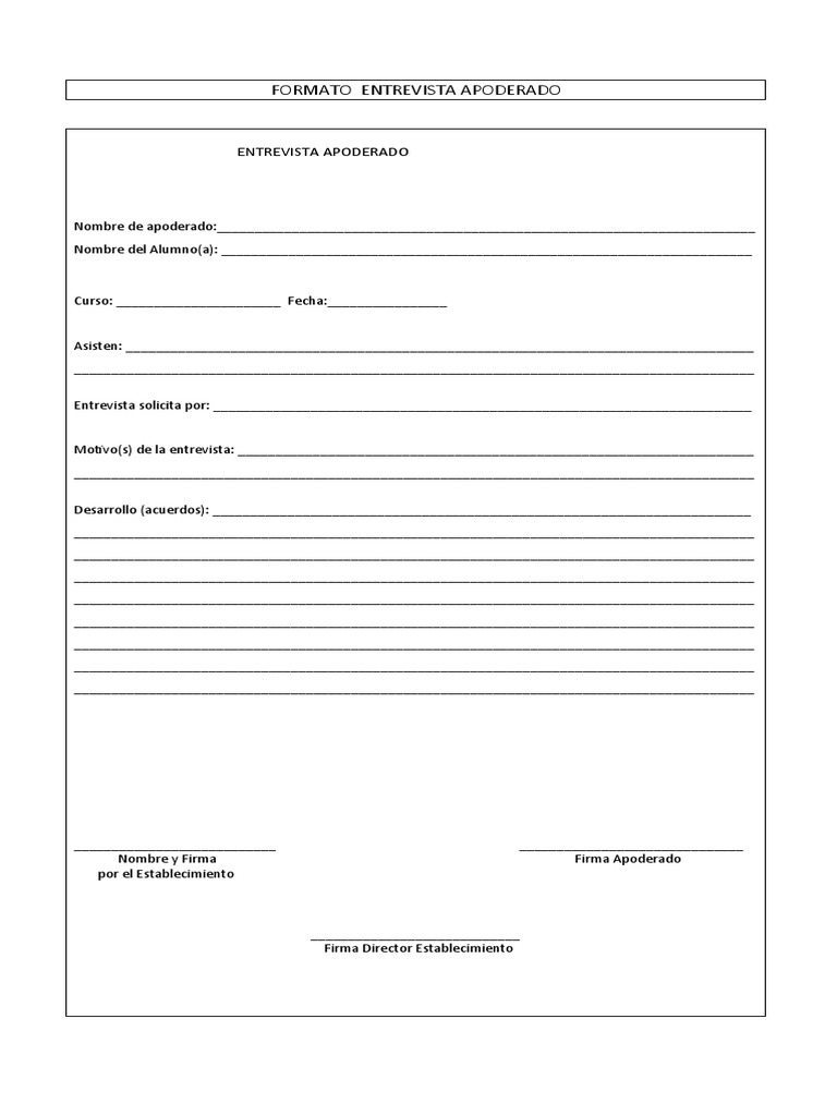 335782882-FORMATO-ENTREVISTA-APODERADO Sin Logo | PDF
