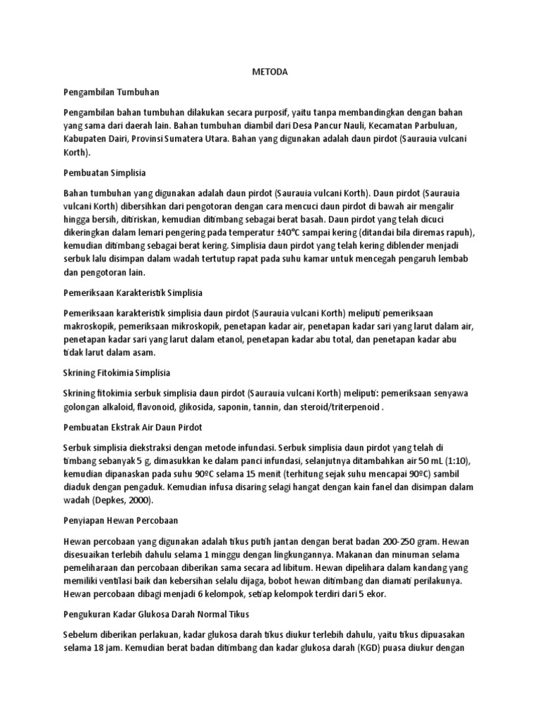 Metode Uji Antidiabetes Daun Pirdot | PDF | Kesehatan Holistik