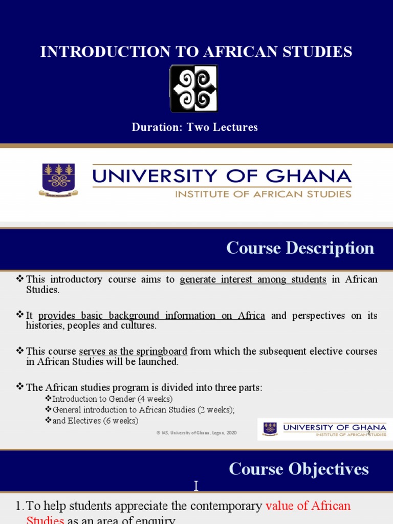 Introduction To African Studies: Duration: Two Lectures | PDF | Africa ...