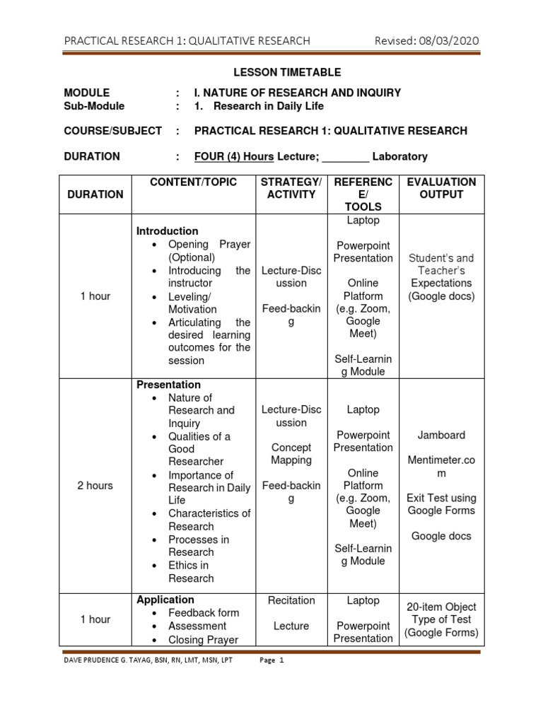 MODULE 1 Research in Daily Life | PDF | Qualitative Research | Data