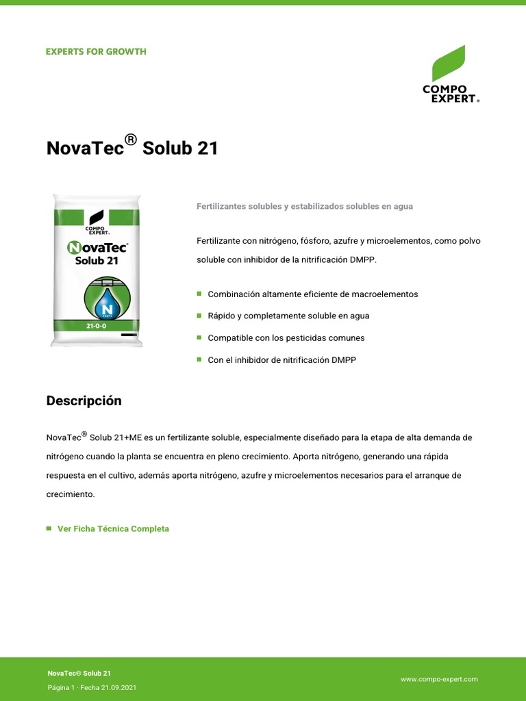 Novatec Solub 21: Descripción | PDF | Fertilizante | Agua