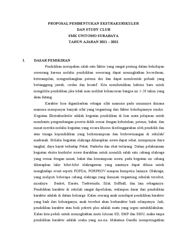 Proposal Ekstrakurikuler | PDF