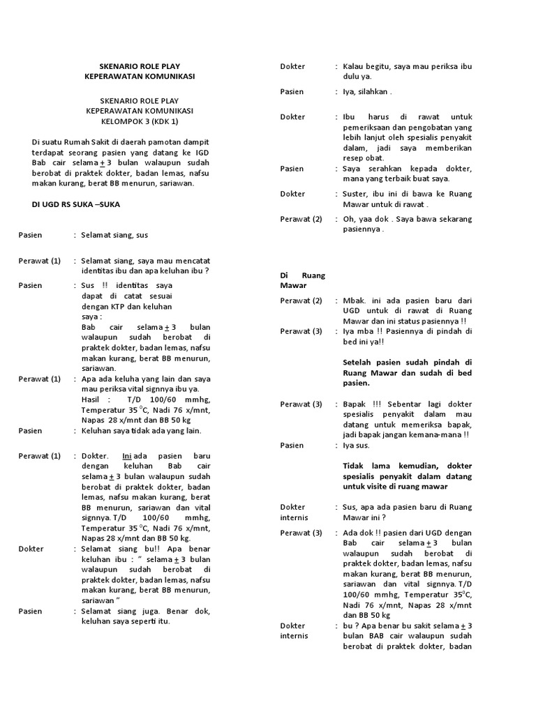 NASKAH ROLEPLAY KDK 1 (Revisi) | PDF