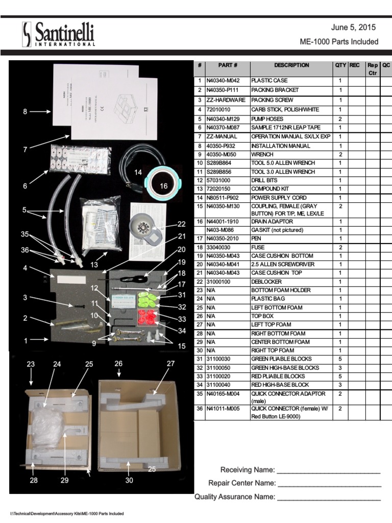 ME-1000 Parts Included | PDF | Secondary Sector Of The Economy | Machines