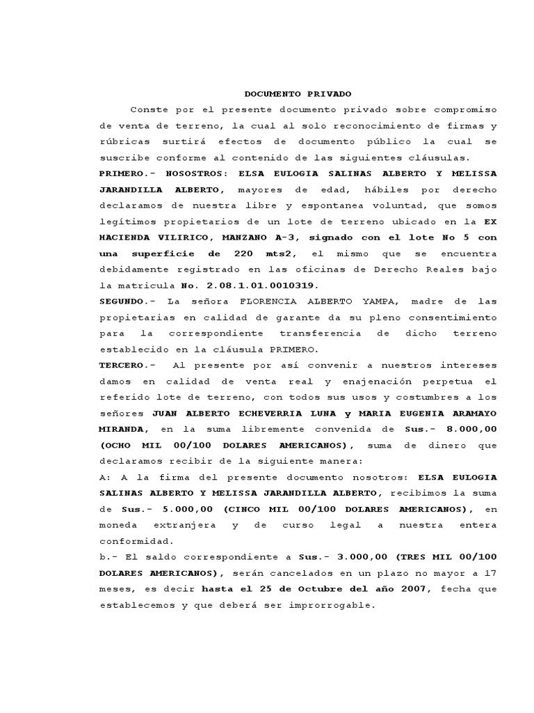 Compromiso de Venta Inmueble | PDF