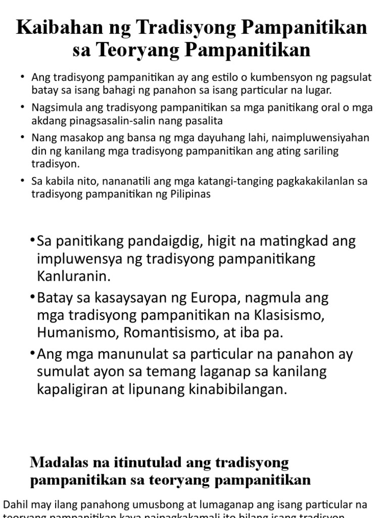 Kaibahan NG Tradisyong Pampanitikan Sa Teoryang Pampanitikan | PDF