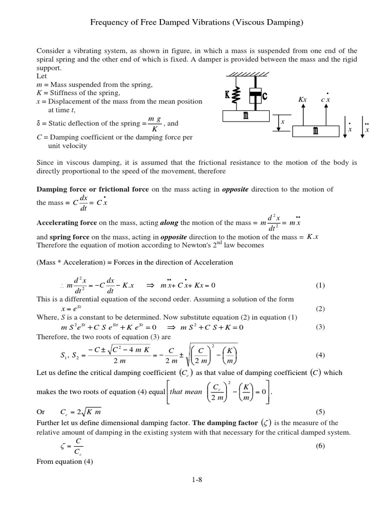 Frequency of Free Damped Vibrations (Viscous Damping) | Download Free PDF | Oscillation | Damping