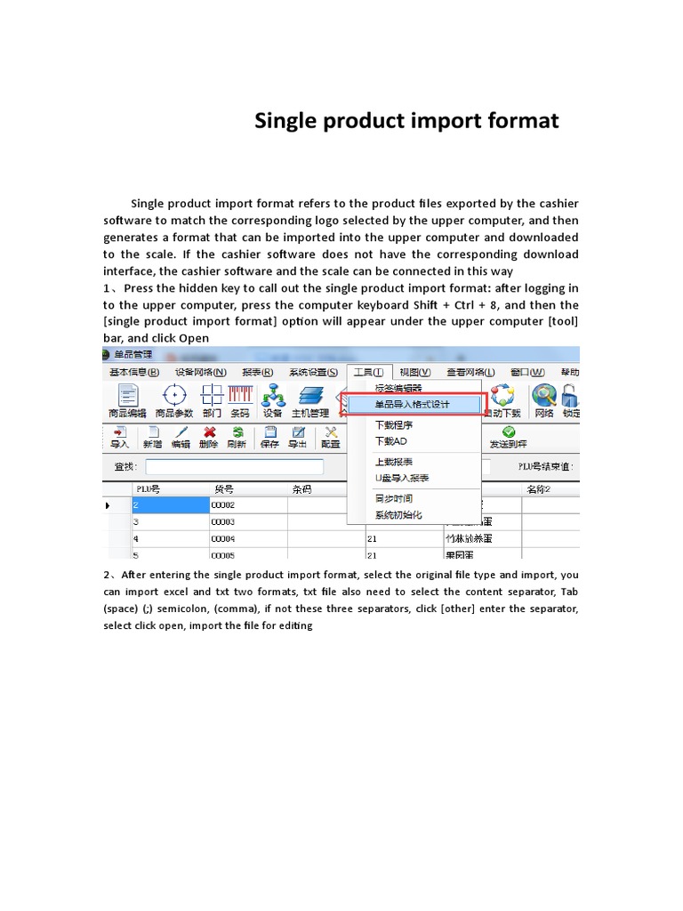 PLU Import Format - 1 - 5 | PDF | Computer File | Computing