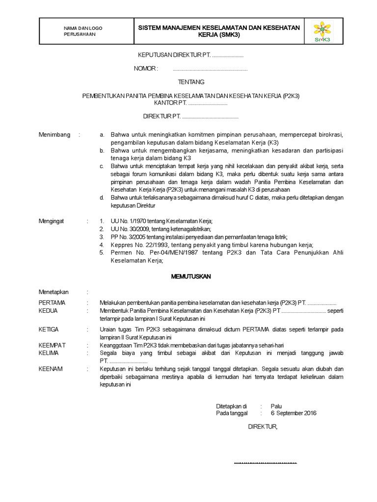 Contoh SK Tim P2K3 | PDF