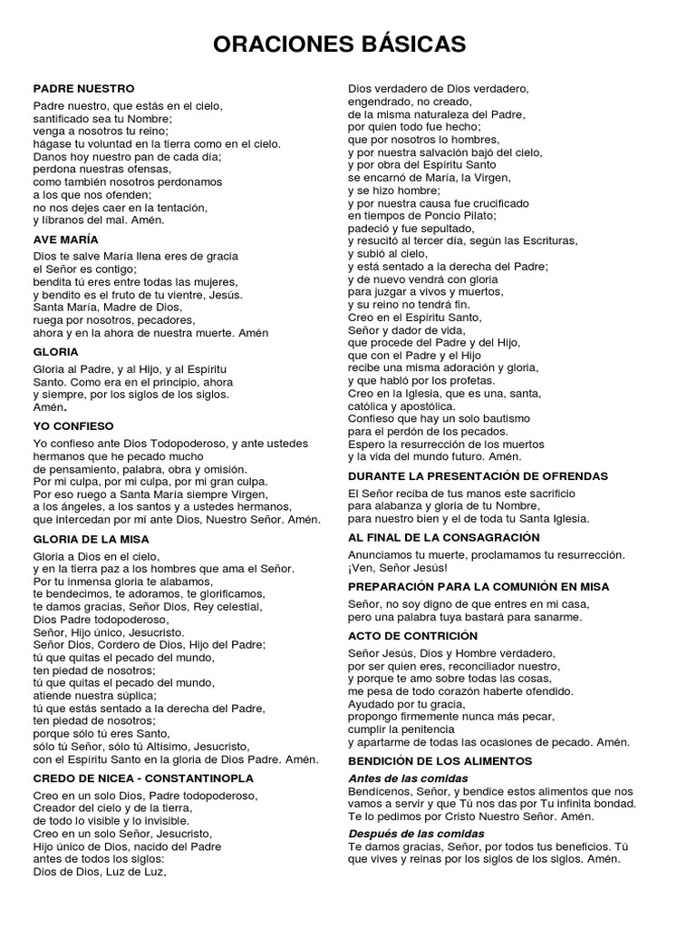 Oraciones Básicas | PDF | María, madre de Jesús | Misa (liturgia)