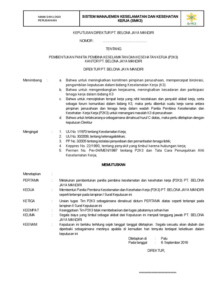 Contoh SK Tim P2K3 | PDF