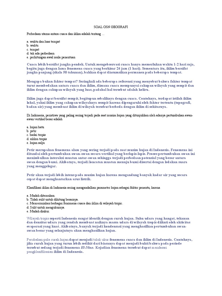 Soal Osn Geografi | PDF