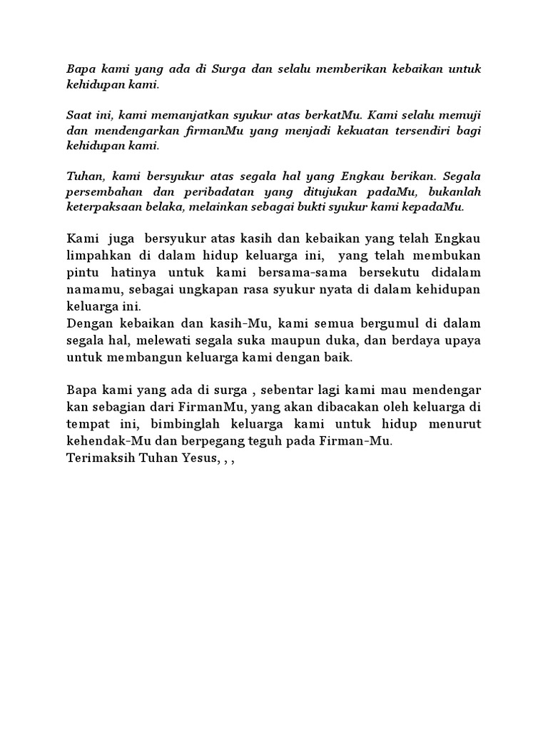 Doa Syukur Keluarga | PDF
