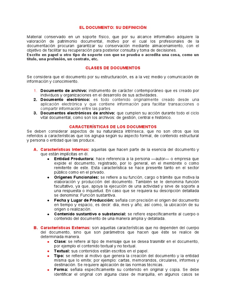 Tipos y Características de Documentos | PDF | Documento | Información