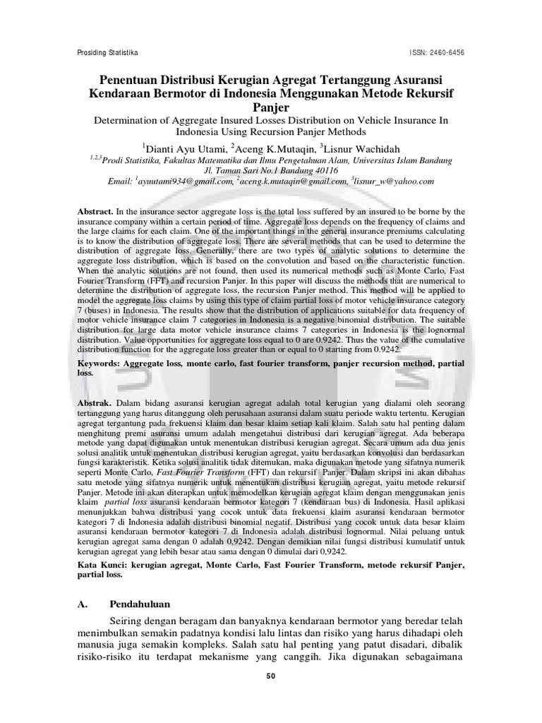 Panjer Recursion Method for Determining Aggregate Loss Distribution | PDF | Mathematical Objects ...