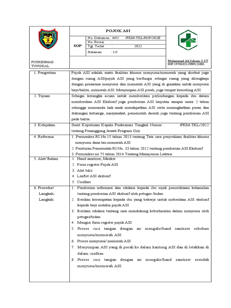 SOP Pojok ASI | PDF