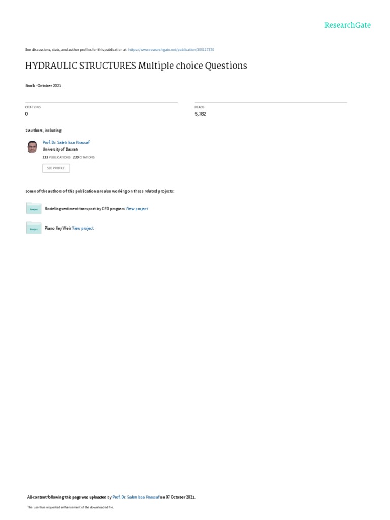 HYDRAULIC STRUCTURES Multiple Choice Questions: October 2021 | PDF ...