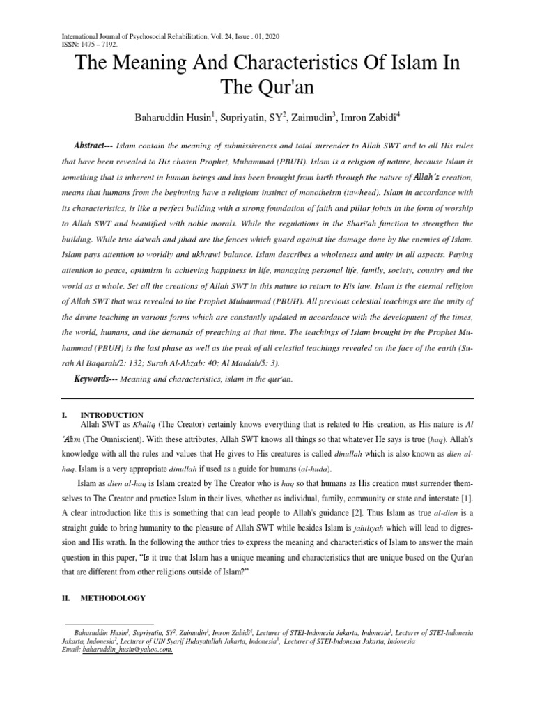 The Meaning and Characteristics of Islam in The Qur'An | PDF | God In ...