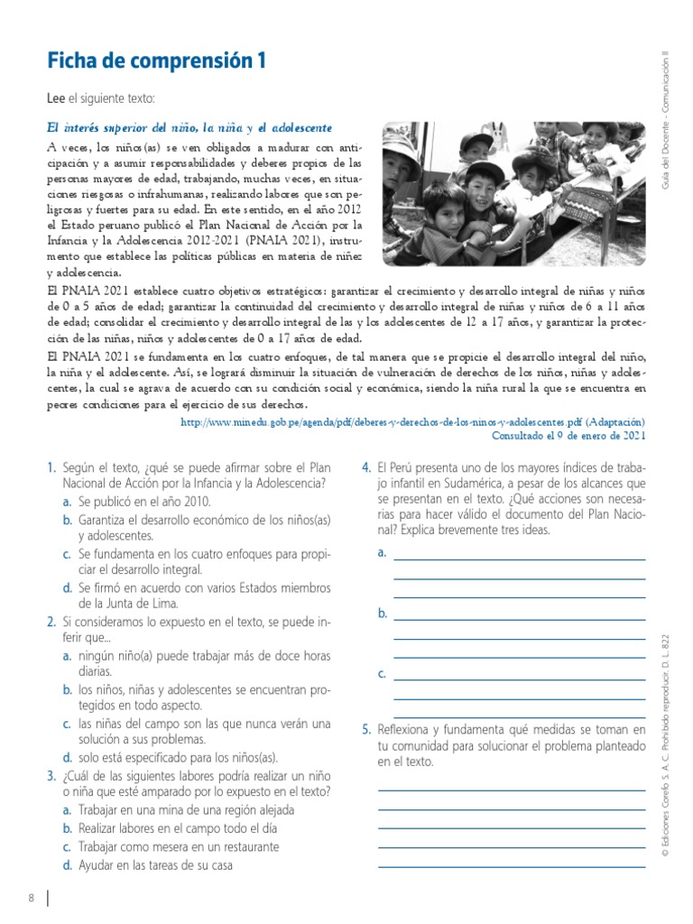 Comprension Lectora 2do Descargar Gratis Pdf Bailes Trabajo Infantil