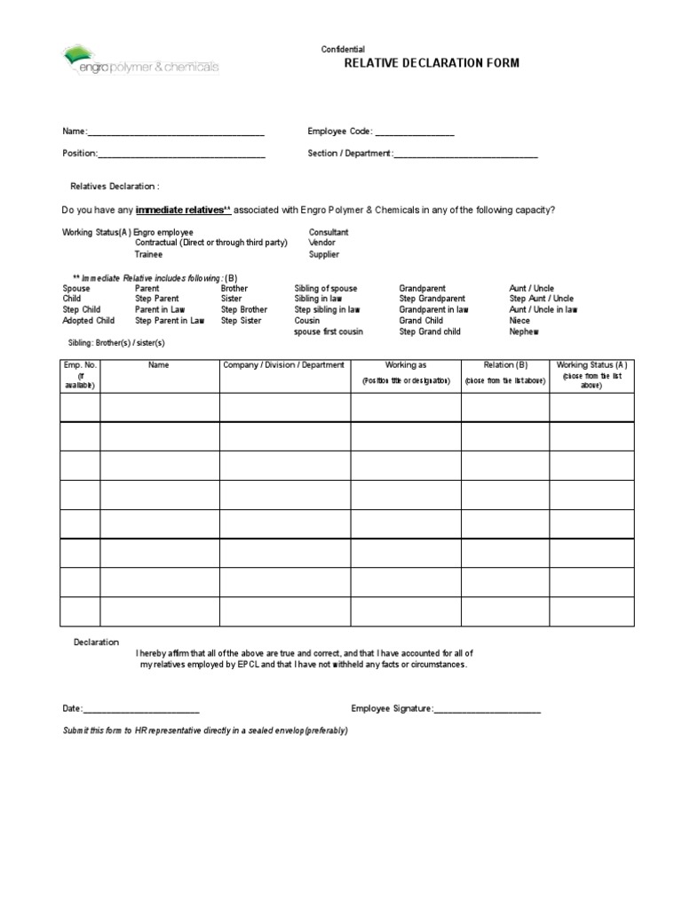 Relative Declaration Form | PDF | Interpersonal Relationships | Kinship ...